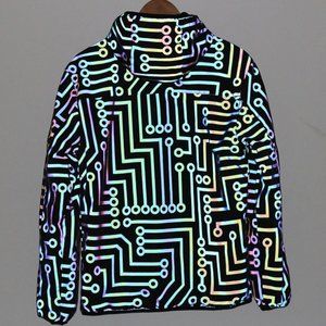 Obsidn | Jackets & Coats | Colorful Reflective Circuit Pattern Jacket ...